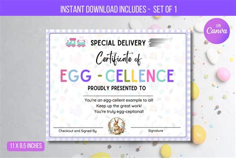 Editable Easter Certificate Of Egg Cellence Easter Party Easter Egg