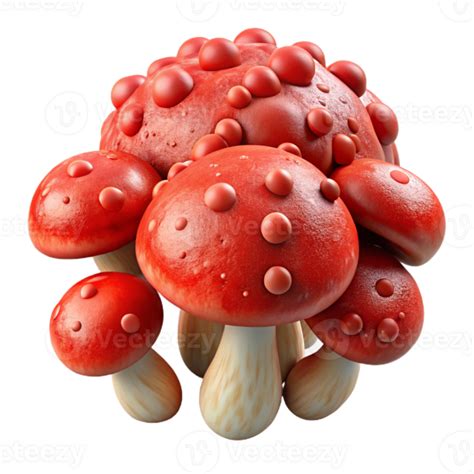 Extraordinario Contemporáneo Hongos Crecimiento Rojo Matices Aislado En