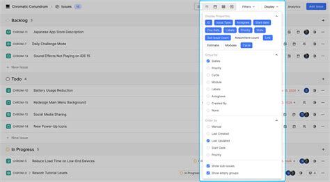 Display Options For Viewing Work Items Plane