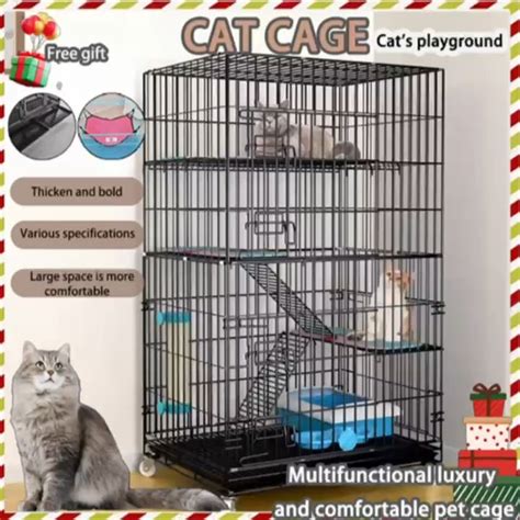 Pet Cage Collapsible Cage Cat Cages With Wheels Tray Heavy Duty Pet