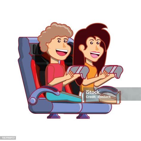 Pasangan Muda Bermain Video Game Ilustrasi Stok Unduh Gambar Sekarang