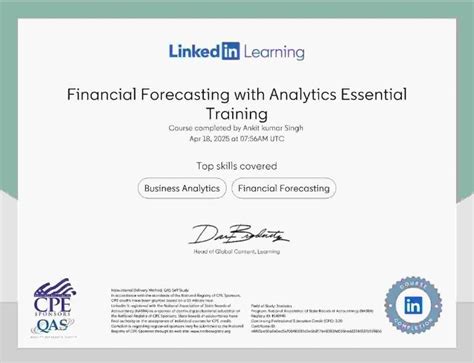 financialforecasting analytics continuouslearning linkedinlearning… ankit kumar singh