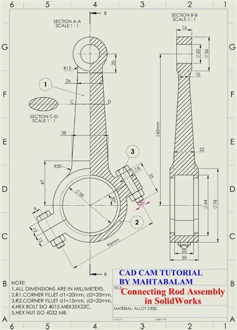 Connecting Rod Parts And Assembly In Solidworks Solidworks Rod Assembly