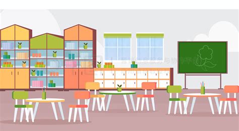其他背景背景 学龄前现代幼儿园儿童教室与黑板课桌和椅子装饰家具空没有人孩子房间内部平平水平 模板免费下载 Eps格式 5833像素 编号64498416 千图网