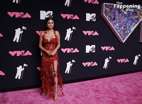 Selena Gomez Displays Her Sexy Boobs In A Red Dress At The 2023 Mtv Video Music Awards 16