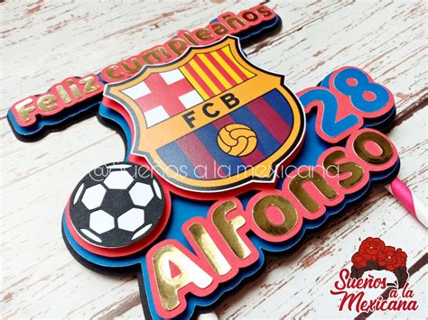 Cake Topper Tema De Fútbol Barcelona