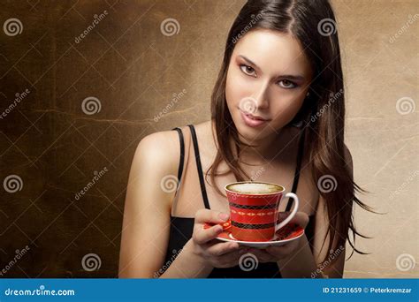 Beautiful Woman Drinking Coffee Stock Image Image Of Aroma Closeup