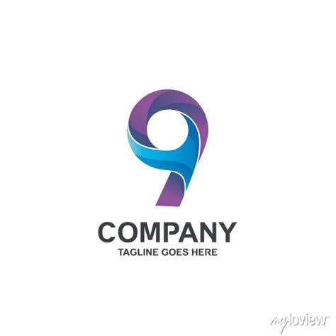 Number 9 Logo Design In Vector • Wall Stickers Vector Typography Type