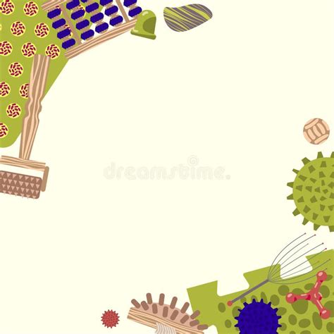 Frame With Attributes For Massage And Self Massage Vector Illustration Stock Vector