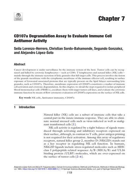 Cd107a As Marker For Nk Activation Protocol Pdf Natural Killer Cell