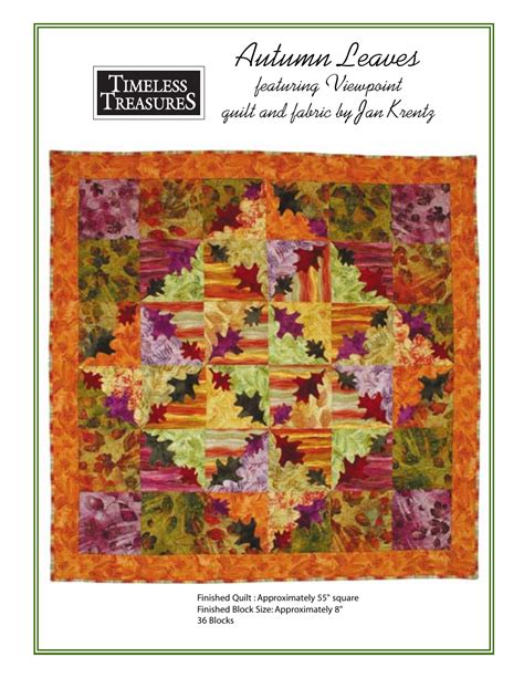 Autumn Leaves Quilt Pattern And Diagram Timeless Treasures Download Printable Pdf Templateroller