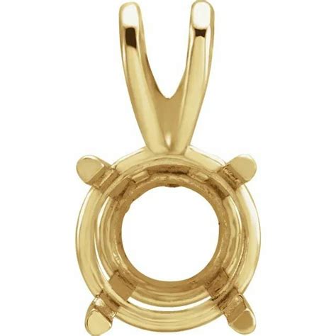 14k Yellow Gold Round Pre Notched Pendant Setting Solitaire Mount 25mm