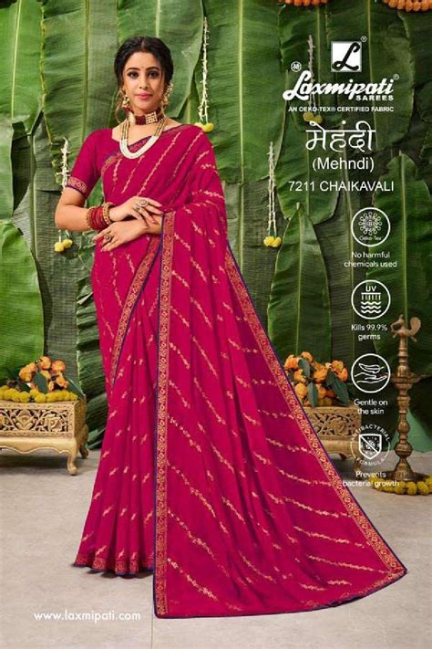 Laxmipati Mehndi 7211 Pink Georgette Saree Sanskar Sarees