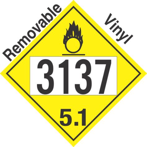 Oxidizer Class 51 Un3137 Removable Vinyl Dot Placard