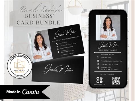 Real Estate Business Card Black Realtor Business Card Template Black