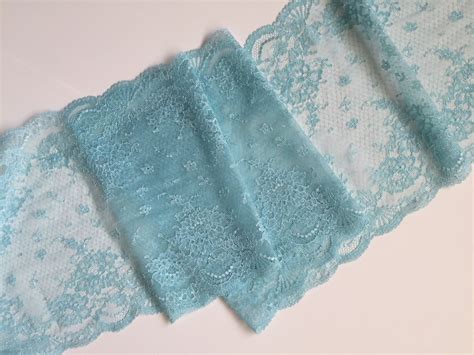 10 Light Blue French Calais Stretch Lace Trim Wscalloped Edgewide