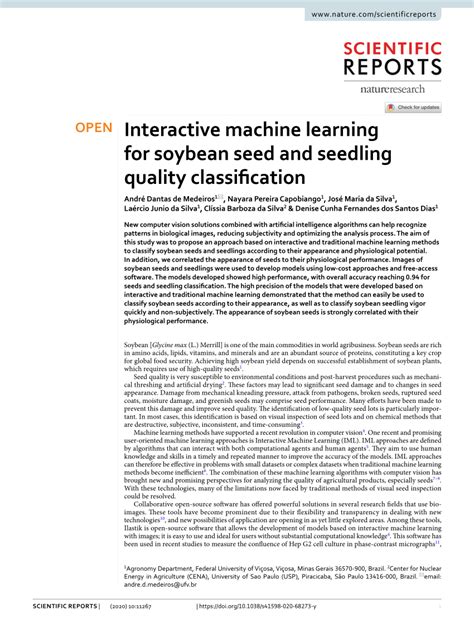 Pdf Interactive Machine Learning For Soybean Seed And Seedling