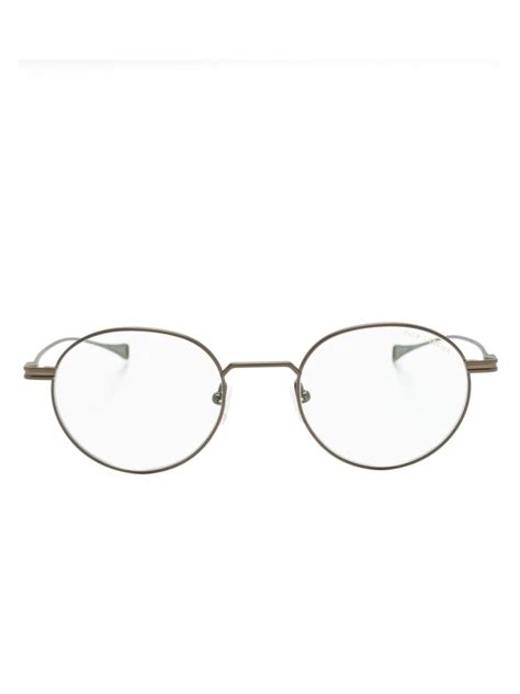 Dita Metallic Round Frame Glasses Brown Editorialist