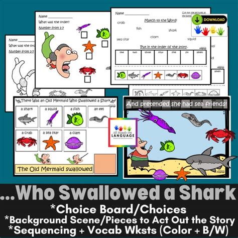 Old Lady Who Swallowed A Shark Story Activities Sentences Sequencing