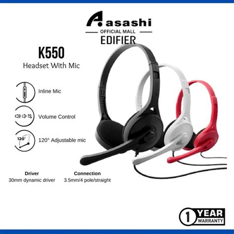 Edifier K550 Headset With Mic Single Plug Single 3 5mm Audio Jack Lazada