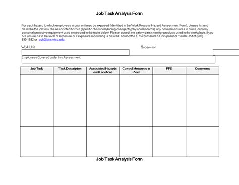Job Task Analysis Form Job Task Analysis Form