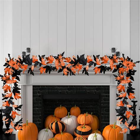Kugisaki 2pcs Halloween Black Vines Artificial Maple Leaf Vines
