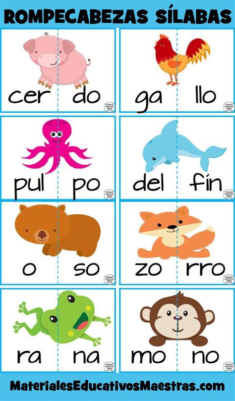 Rompecabezas De Sílabas Para Aprender A Leer Juegos De Silabas