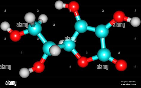Structural Model Of Ascorbic Acid Known As Vitamin C Isolated On