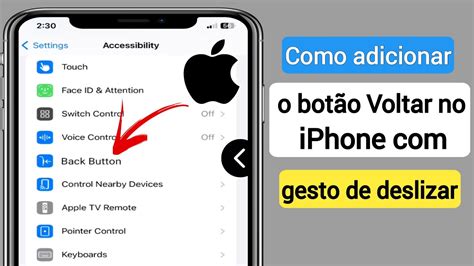 como adicionar botão voltar no iphone gesto de deslizar nova