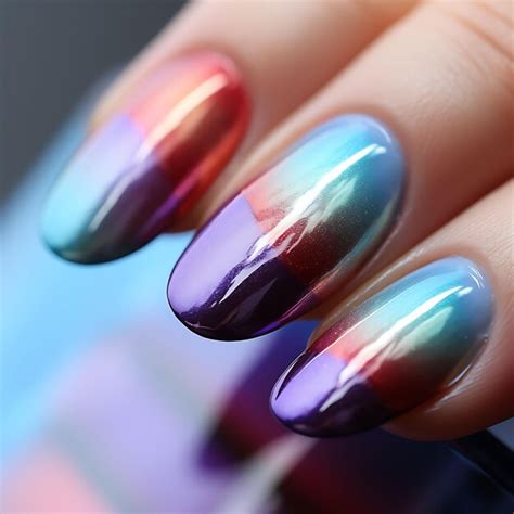 Premium Ai Image Rainbow Gradient Nails Design Multicolored Gradient