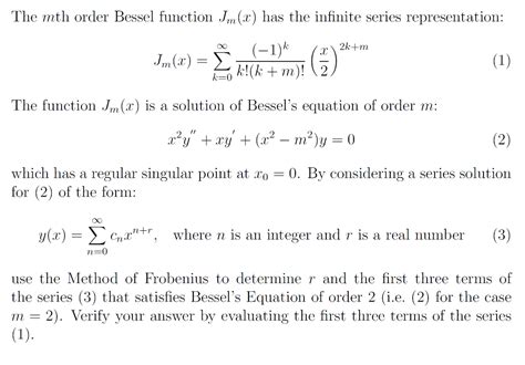 The Mth Order Bessel Function Jmx Has The Infinite
