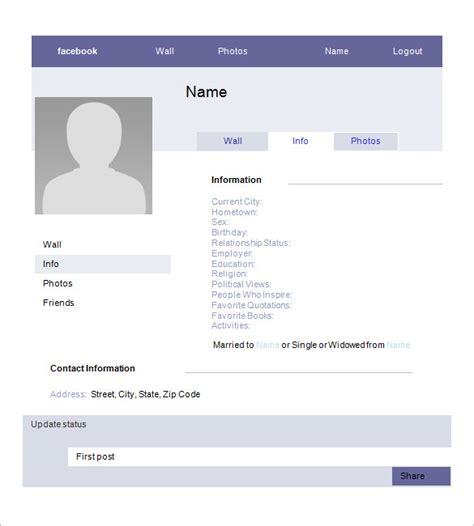 40 Facebook Profile Template