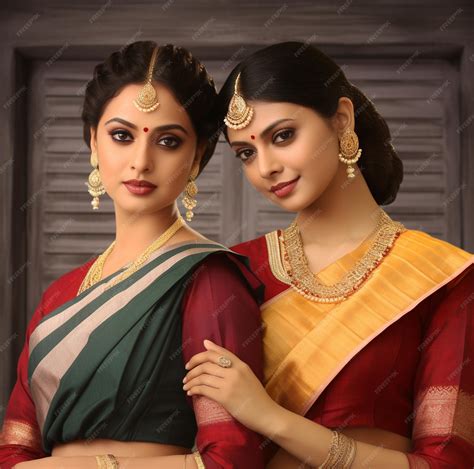 Premium Ai Image Two Indian Women In Saree Generative Ai
