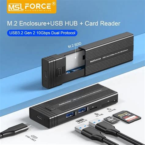 Usb C Sd Tf Card Reader Hub With Nvme M2 Ssd Enclosure 10gbps Pci E