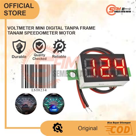 Voltmeter Mini Digital Tanpa Frame Tanam Speedometer Alat Ukur Tegangan