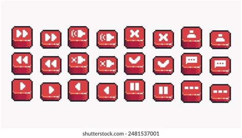 Interface Menu Buttons Pixel Art Set Stock Vector Royalty Free