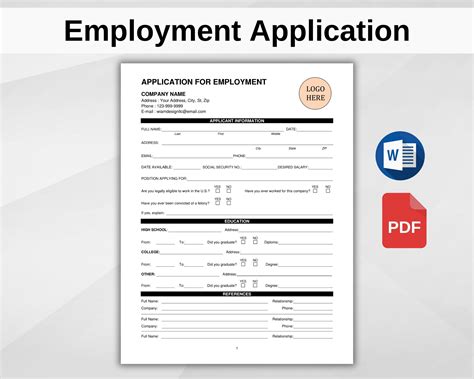 Employment Application Template Printable Hr Template New Employee