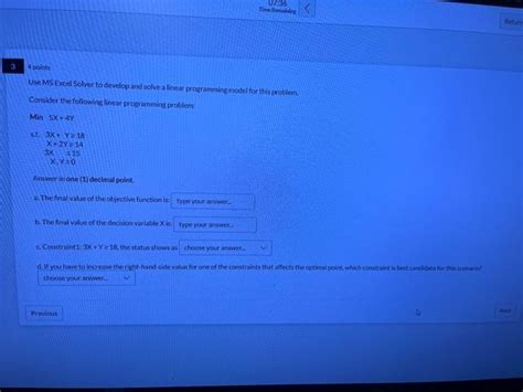 Solved 4 Points Usemsexcel Solver To Develop And Solve A