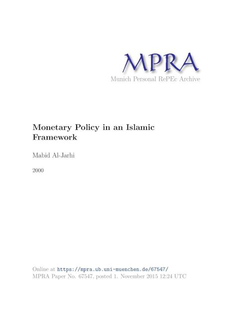 Pdf Monetary Policy In An Islamic Framework Dokumen Tips