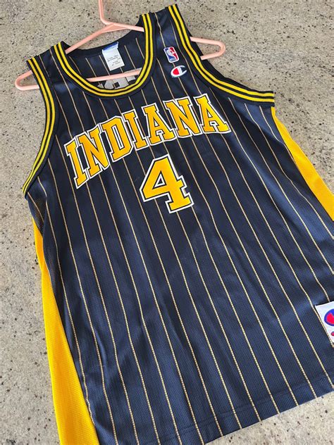 Vintage 90s Indiana Pacers Travis Best Champion Brand Jersey 4 Size 40