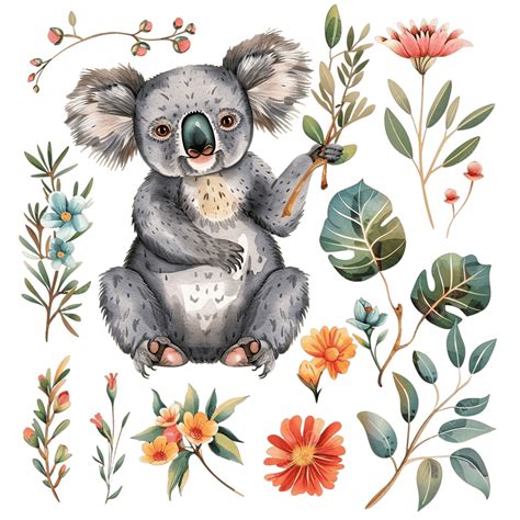 مجموعة زهور الدب الأسترالية في حديقة الكوالا كوالا دب أستراليا Png