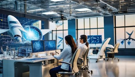 Premium Photo Aerospace Engineering Company Workspace With Advanced Engineering Labs Flight