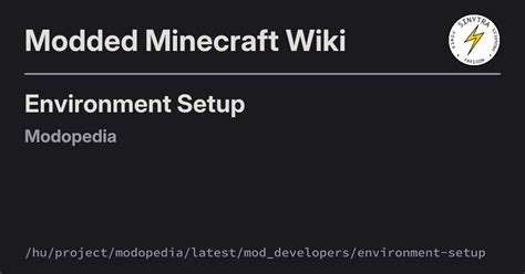 Environment Setup Modopedia