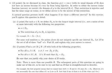 Solved 13 Points As We Discussed In Class The Function