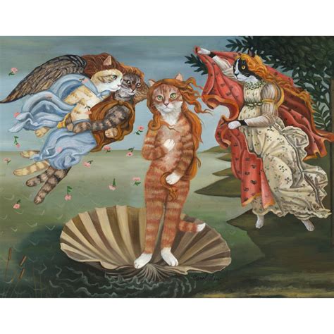 Birth Of Venus Kitty Print Whimsical Renaissance Cat Art Etsy