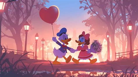 Donald And Daisy Duck Romantic Valentines Desktop Wallpaper
