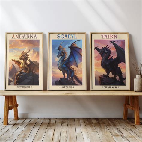 Fourth Wing Dragon Poster Set Tairn Poster Andarna Poster Sgaeyl Po