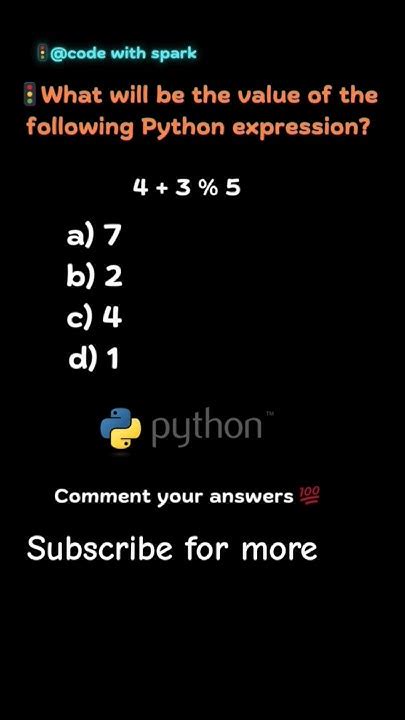 Python Quiz Comment Your Answer Arthamatic Operation Python