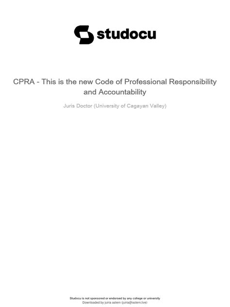 Cpra This Is The New Code Of Professional Responsibility And