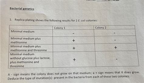Solved Bacterial Geneticsreplica Plating Shows The Following